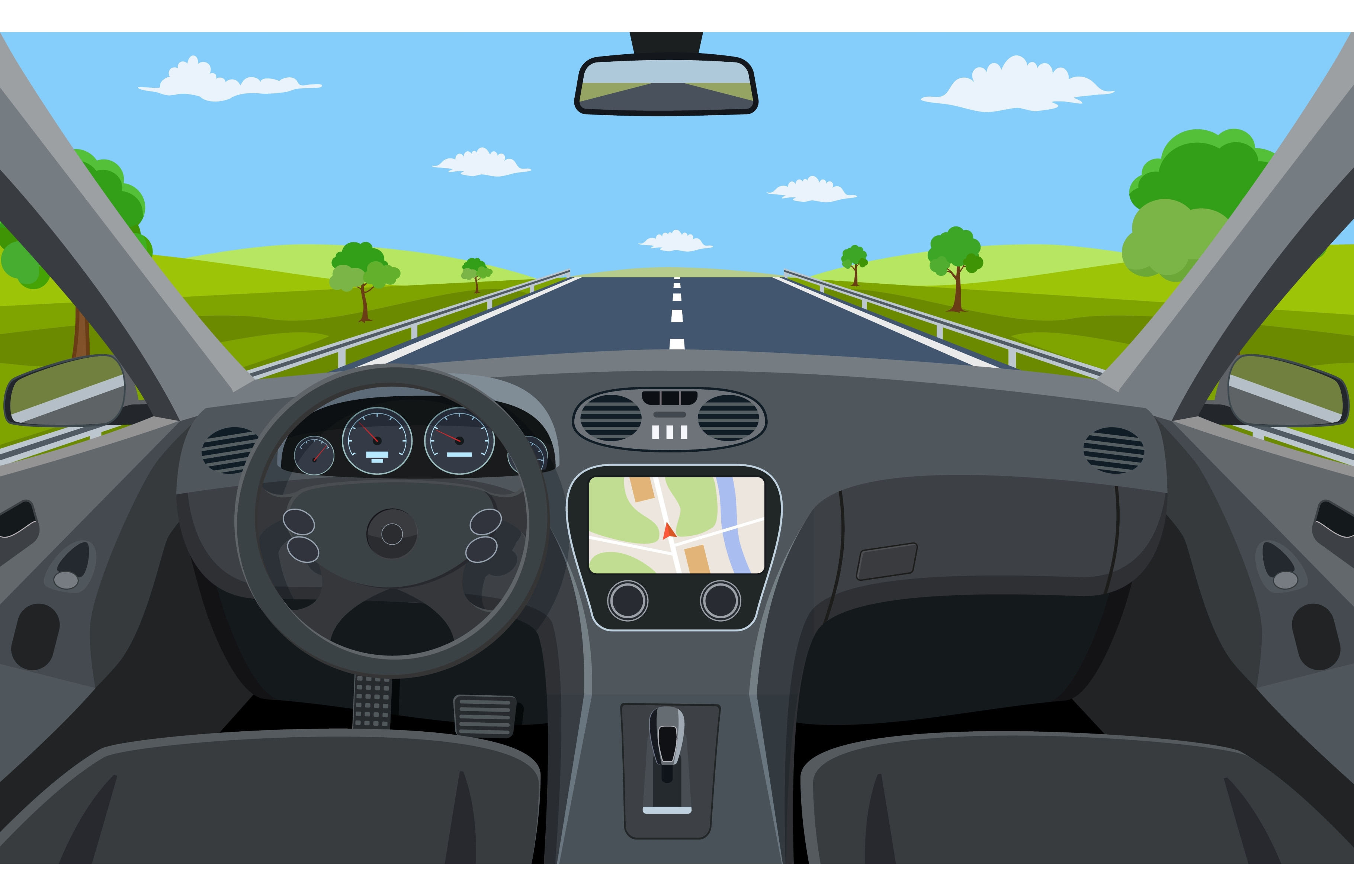 Vehicle salon, inside car driver, a Transportation Illustration by ...