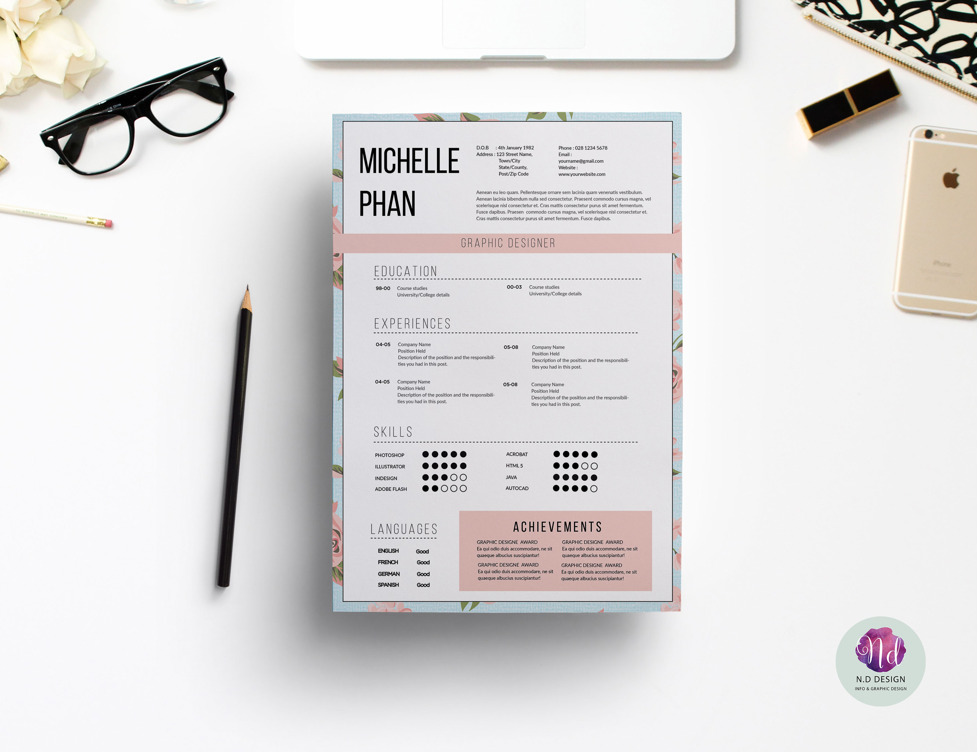 Elegant CV template, a Resume Template by Chic templates