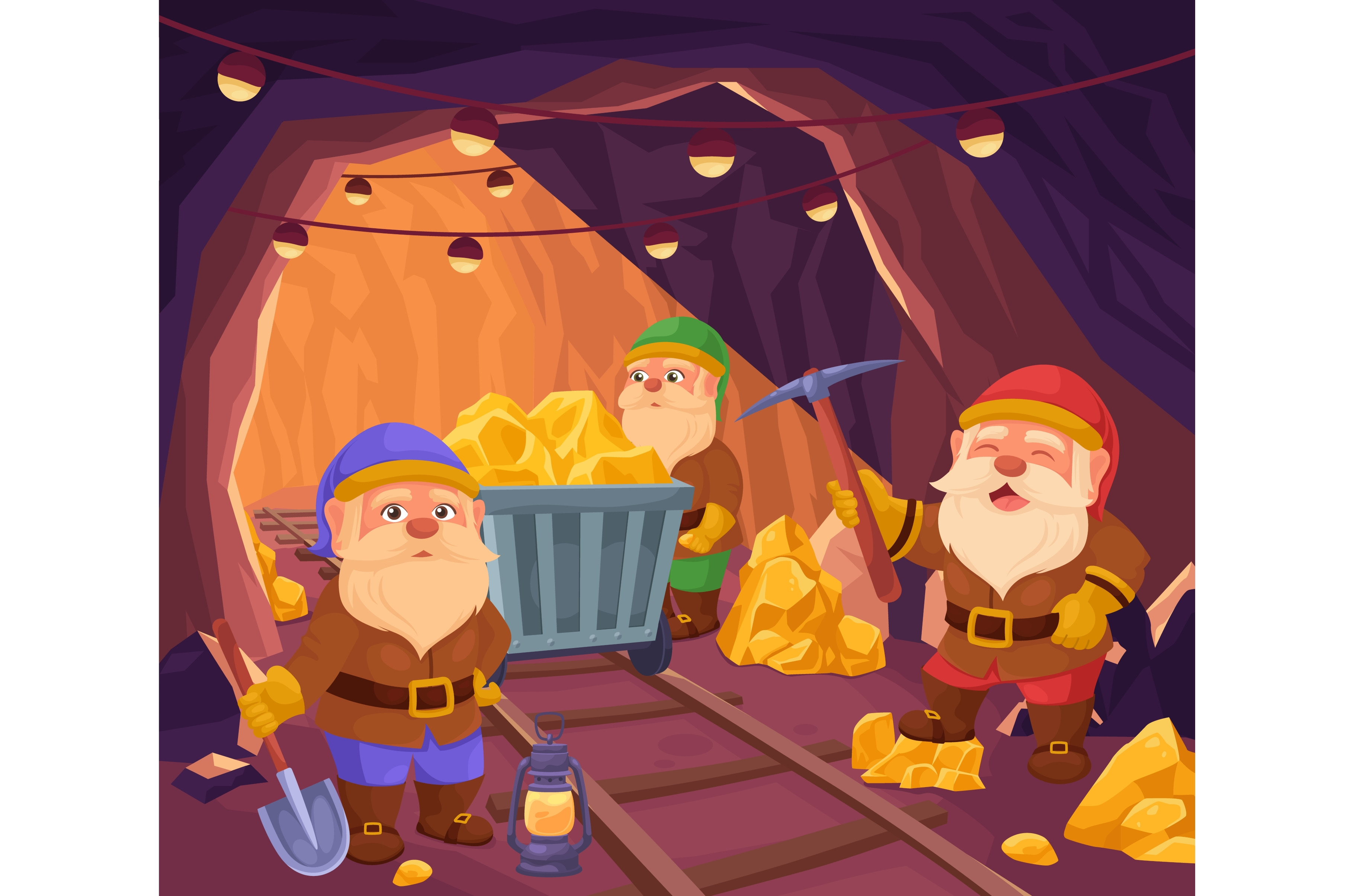 Dwarfs mine. Dwarf miners mining, an Object Illustration by Stock-Smart ...