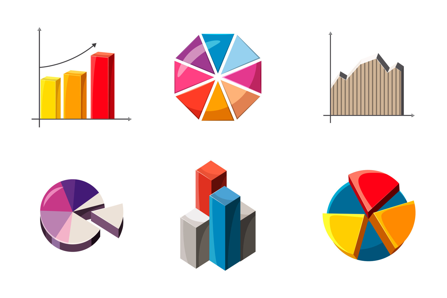 Diagram icon set, cartoon style, a Work Illustration by Ylivdesign