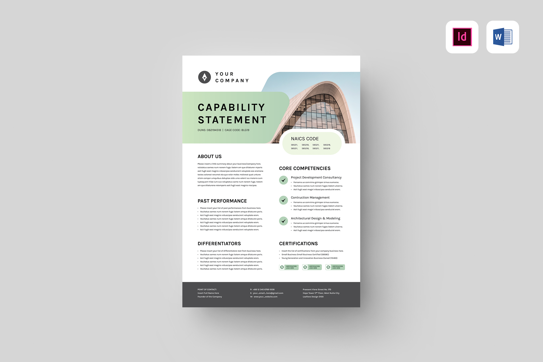 Business Capability Statement, a Flyer Template by Leaflove