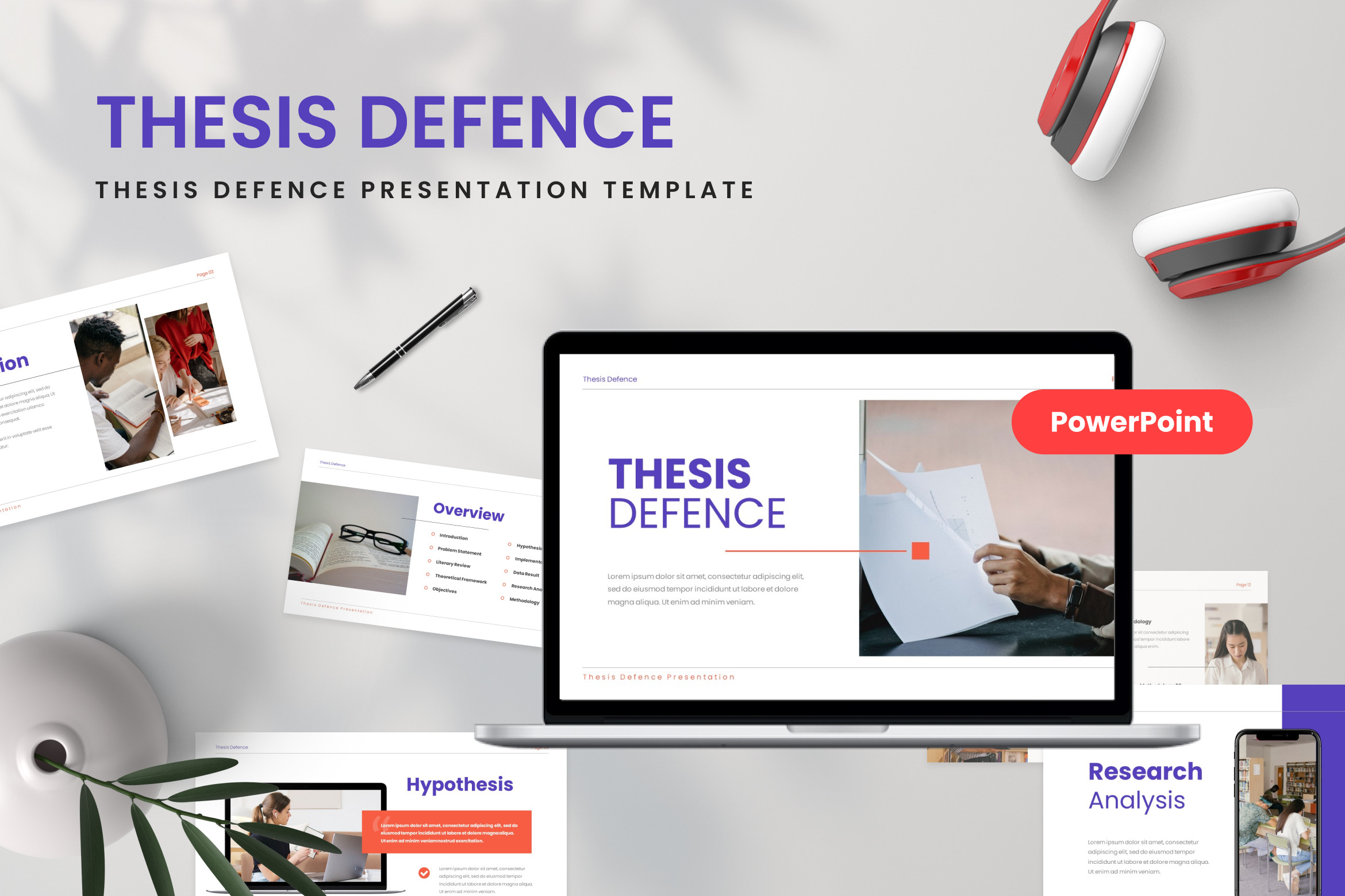 Thesis Defence PowerPoint Template, a Presentation Template by GraphauseProject