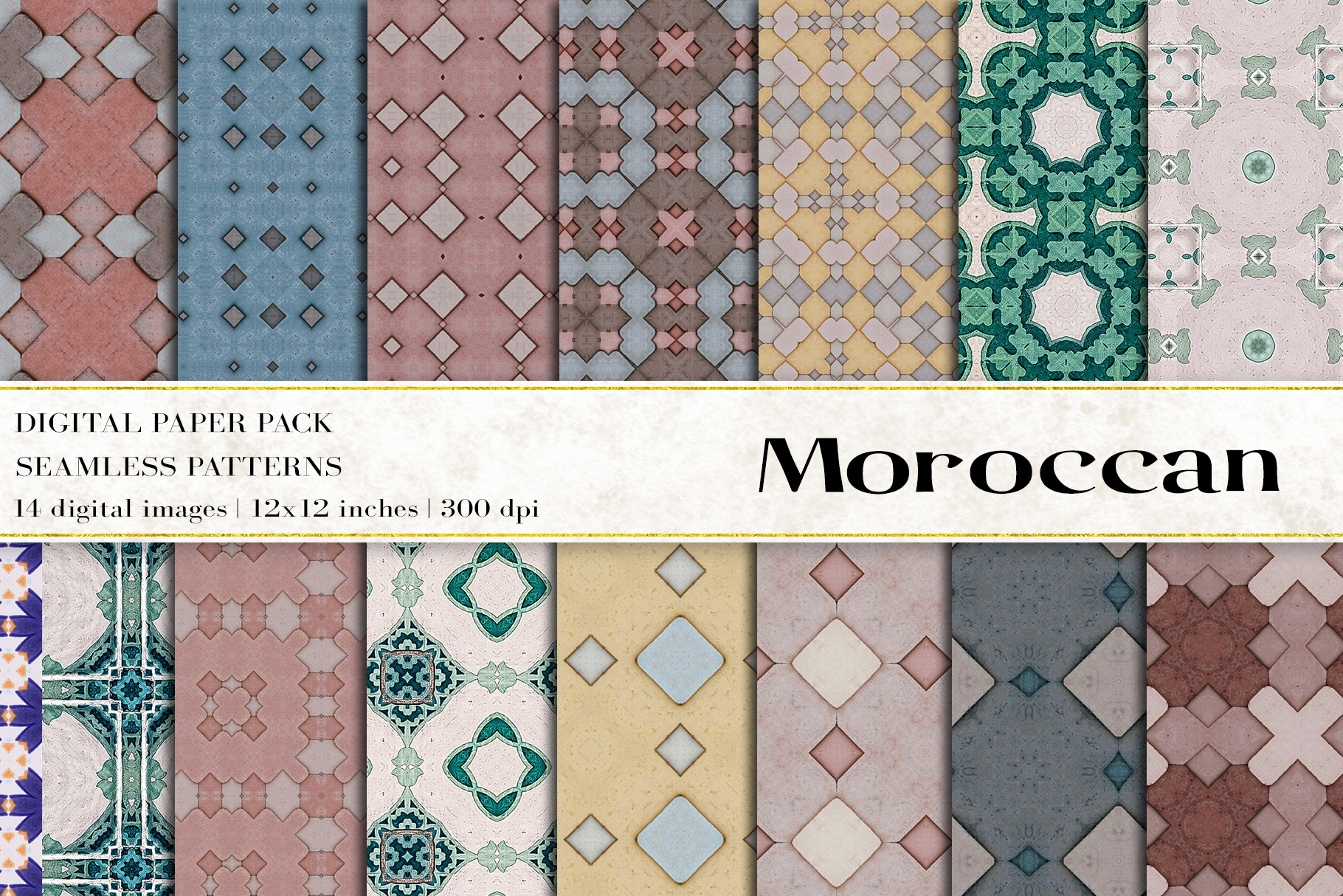 Moroccan Digital Papers, a Pattern Graphic by BonaDesigns