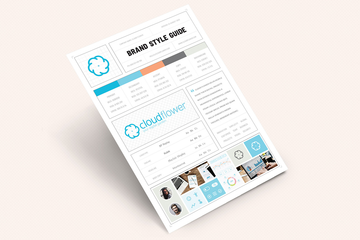 One Page Branding Style Guide, a Stationery Template by Sargatal