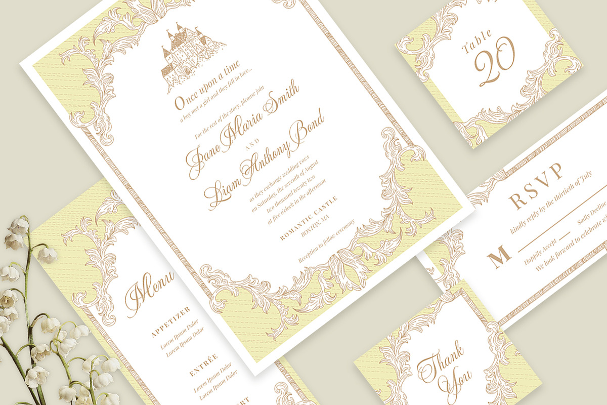 Fairy Tale Wedding Invitation Set, an Invitation Template by Lyllopop