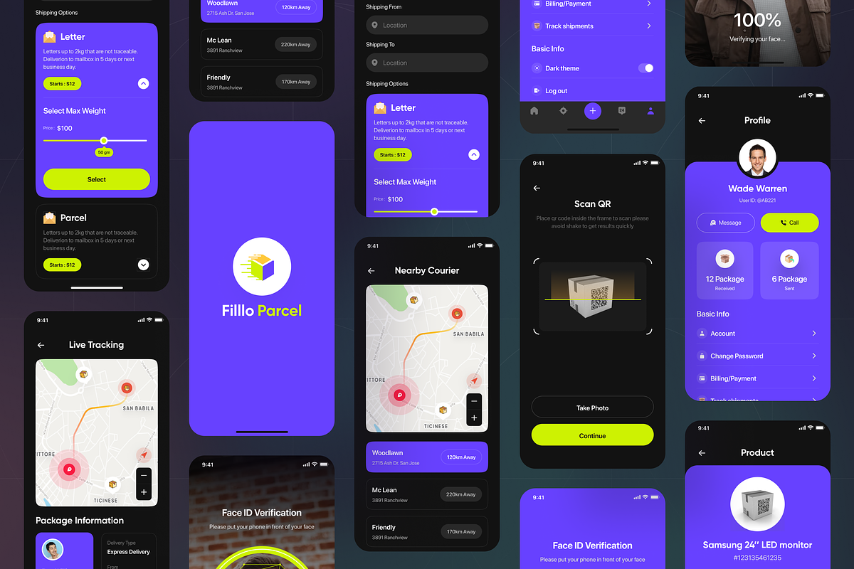 Filllo Parcel Delivery App UI Kit, an UI Kit Template by floxui