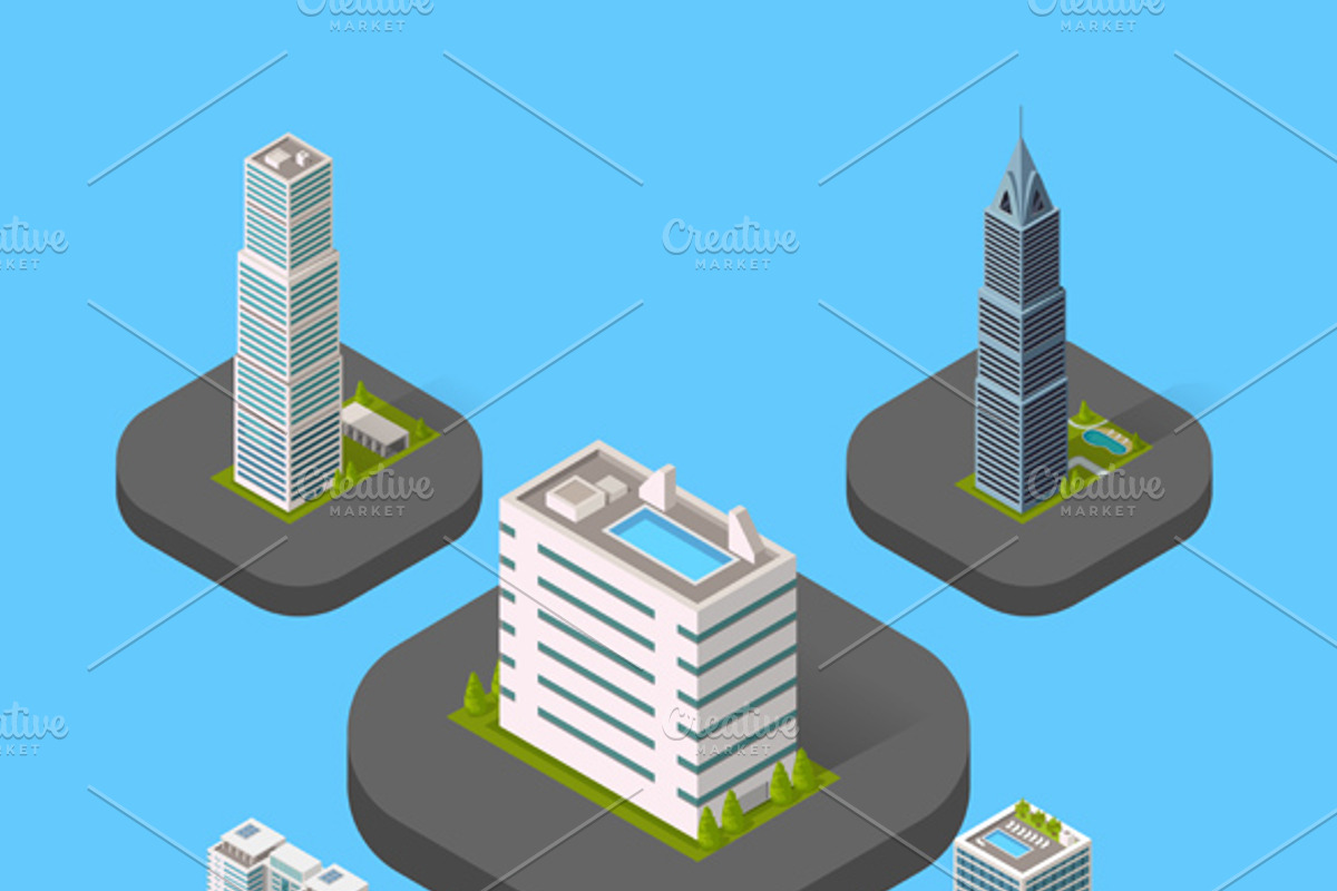 Isometric Building Set Isolated, an Object Graphic by robuart ...