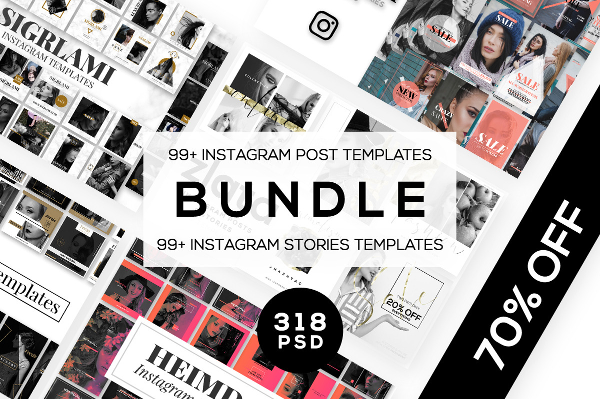 Instagram Bundle 5 in 1, a Social Media Template by RussGFX | Creative ...