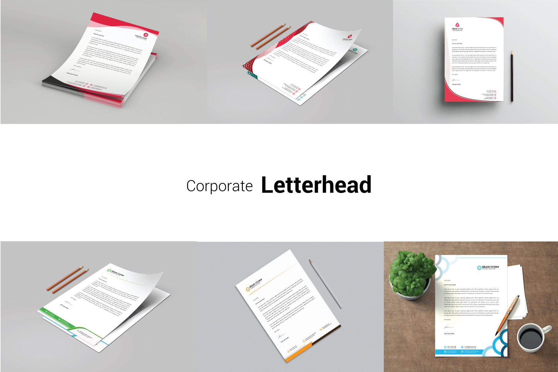Letter Head Bundle Download, a Stationery Template by litoondev