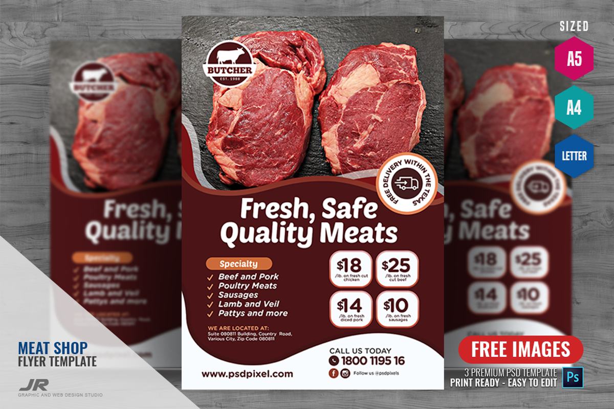 Meat Shop Flyer, a Flyer Template by PSDPixel