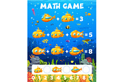 Math game worksheet, submarine, an Illustration by Vector Tradition