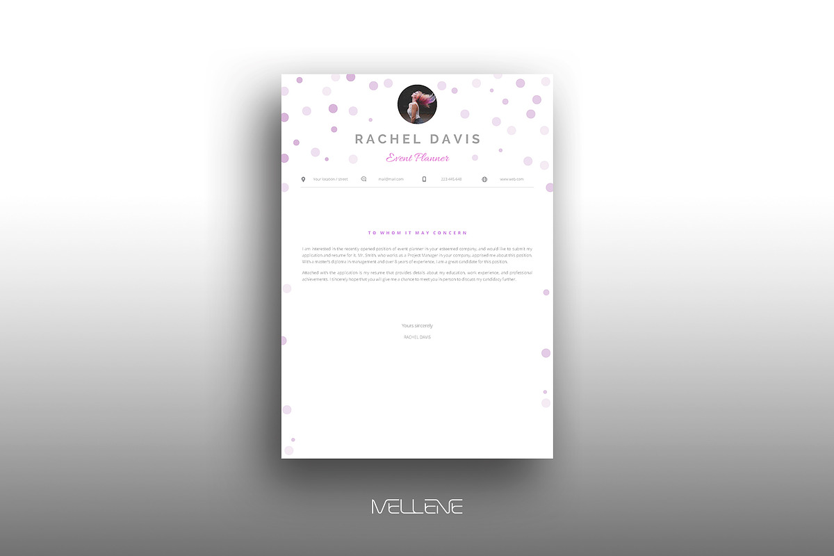 Resume / CV template - Rachel, a Resume Template by Mellene Templates