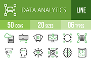 50 Data Analytics Green&Black Icons, an Outline Icon by IconBunny