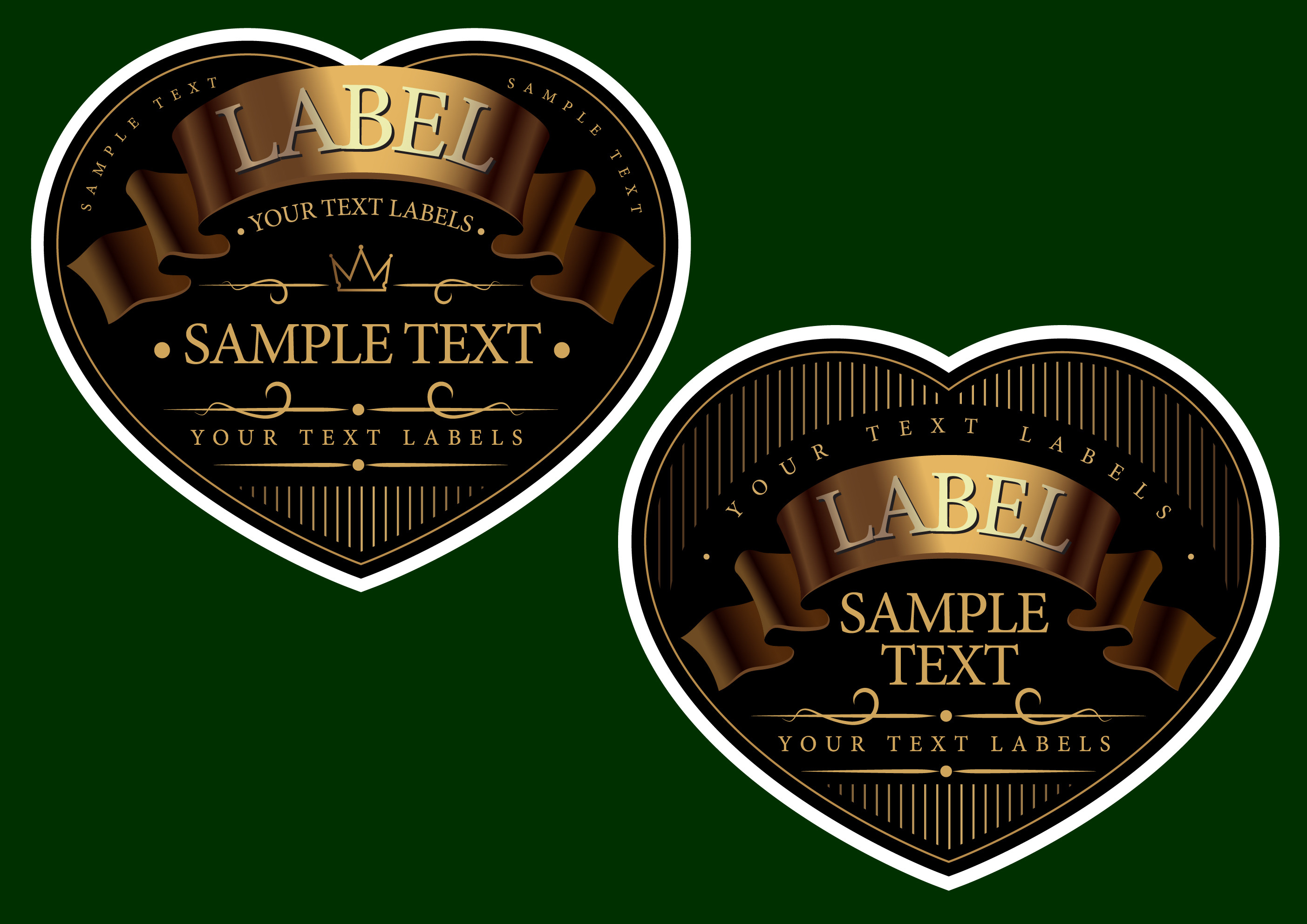 set of labels in the shape of hearts, a Packaging Mockup by Sunny