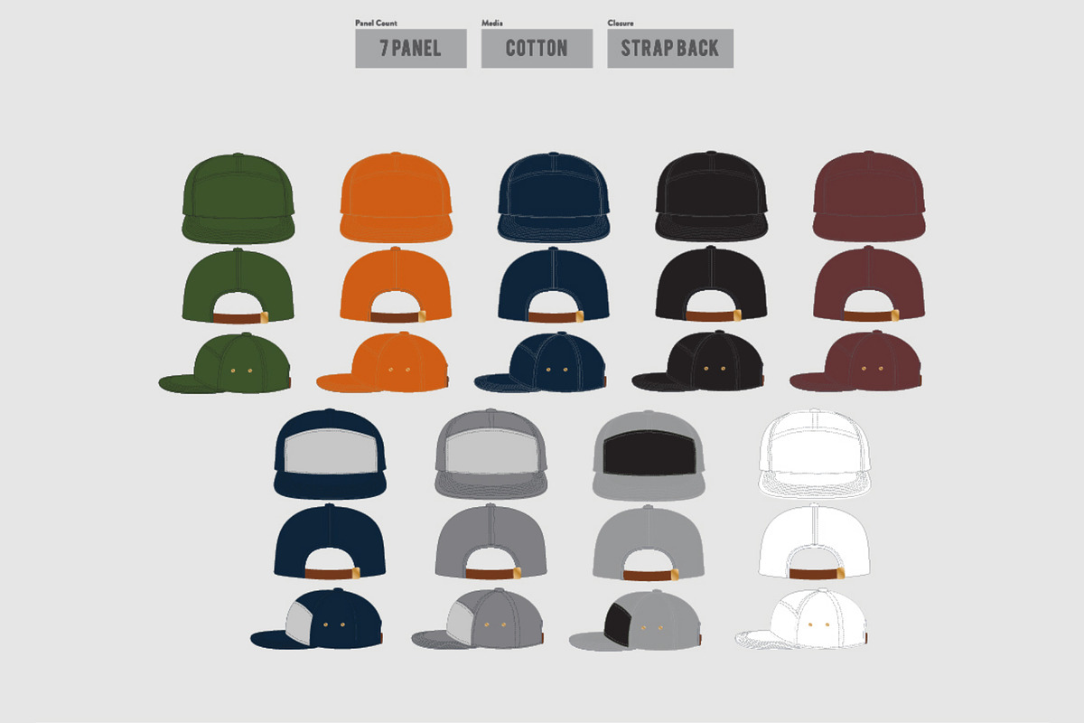 Hat Template - 7 Panel Hat, a Hat Mockup by Template Haven