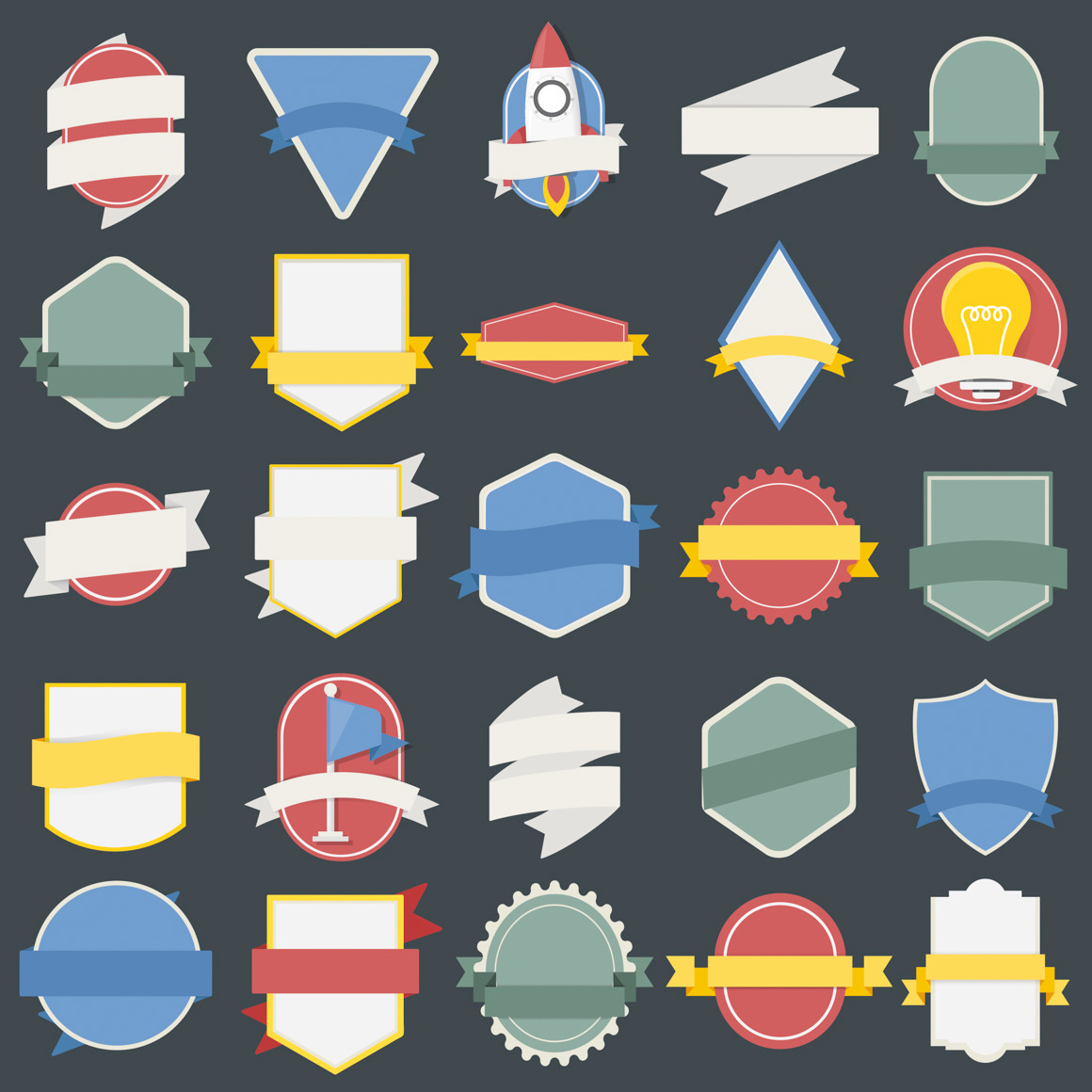 Mixed Set of badges vector, a Work Illustration by rawpixel