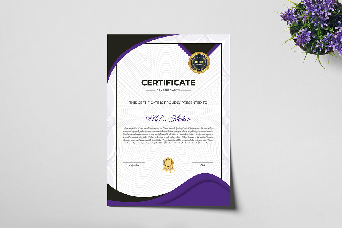 Modern Creative Certificate Design, a Stationery Template by MRI STUDIO
