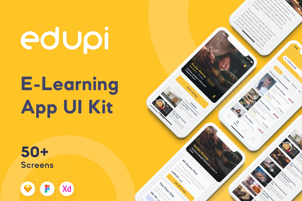 Edupi - E-Learning App Design UI Kit, an App Template by Capi Product