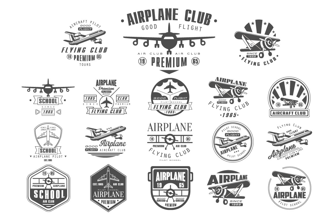 Airplane Club Vector Label, a Branding & Logo Template by TopVectors