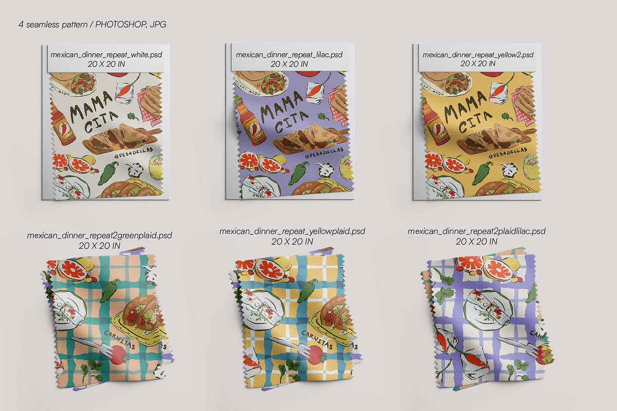 Mexican Food Patterns and Graphics Set