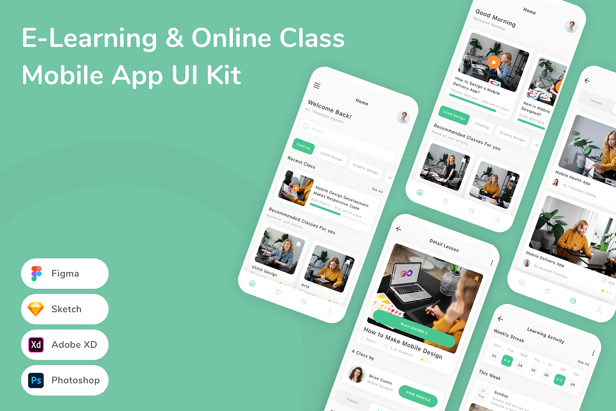 E-Learning & Online Class App UI Kit, a Websites & App Template by Betush