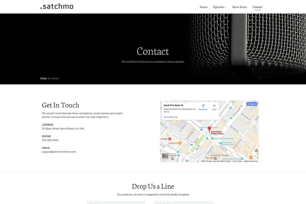 Satchmo Podcast WordPress Theme, a WordPress Template by SecondLineThemes
