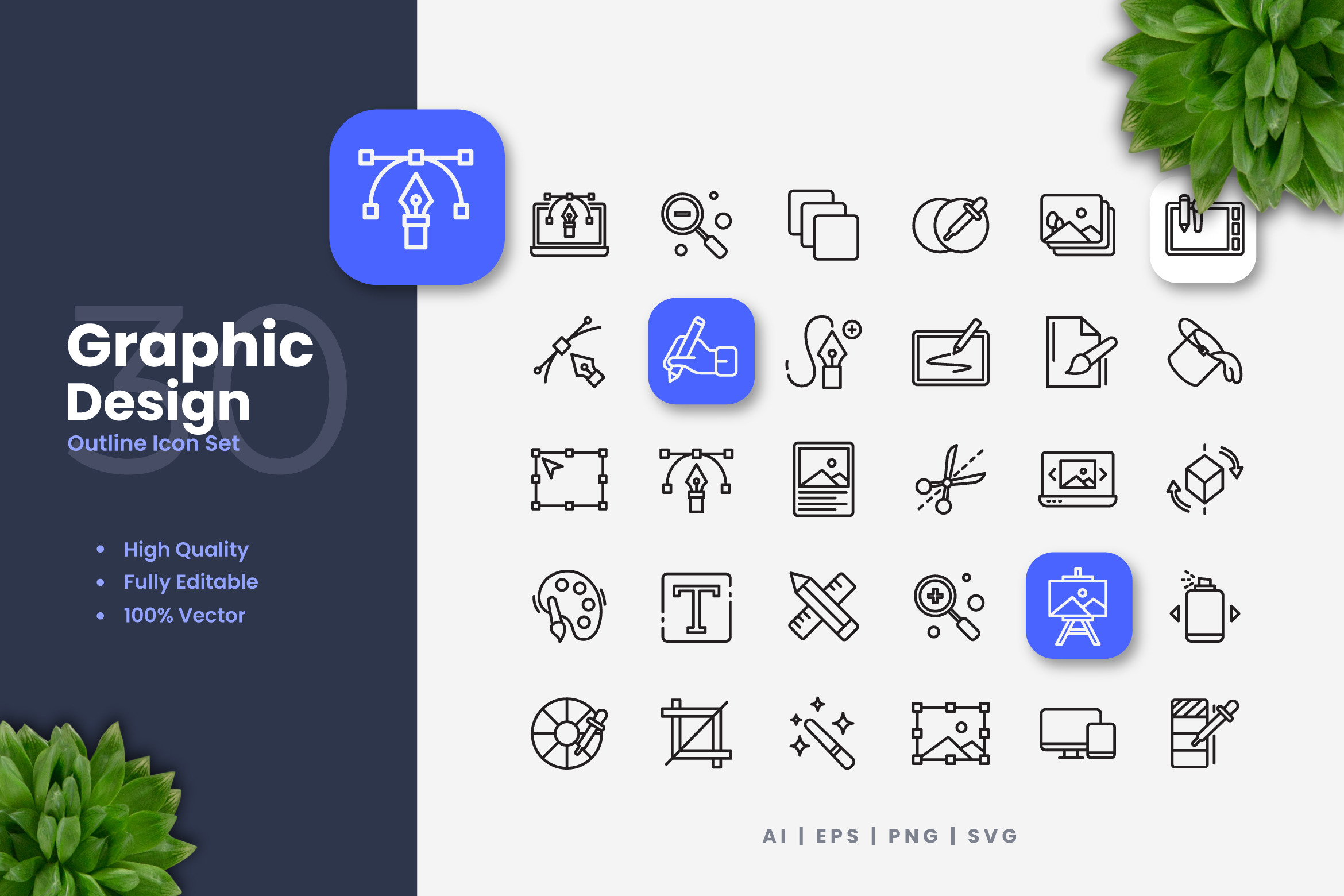Graphic Design Outline Icons, an Outline Icon by Upnowgraphic
