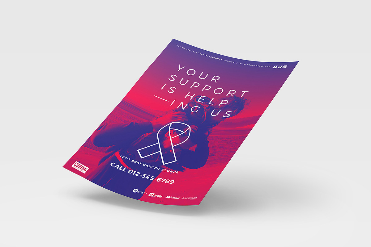 A4 Cancer Charity Poster Template, a Flyer Template by BrandPacks