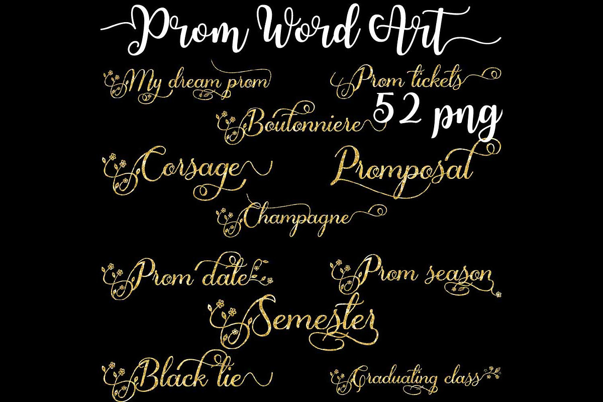 Prom Word Art, an Illustration by Fantasy Cliparts | Creative Market