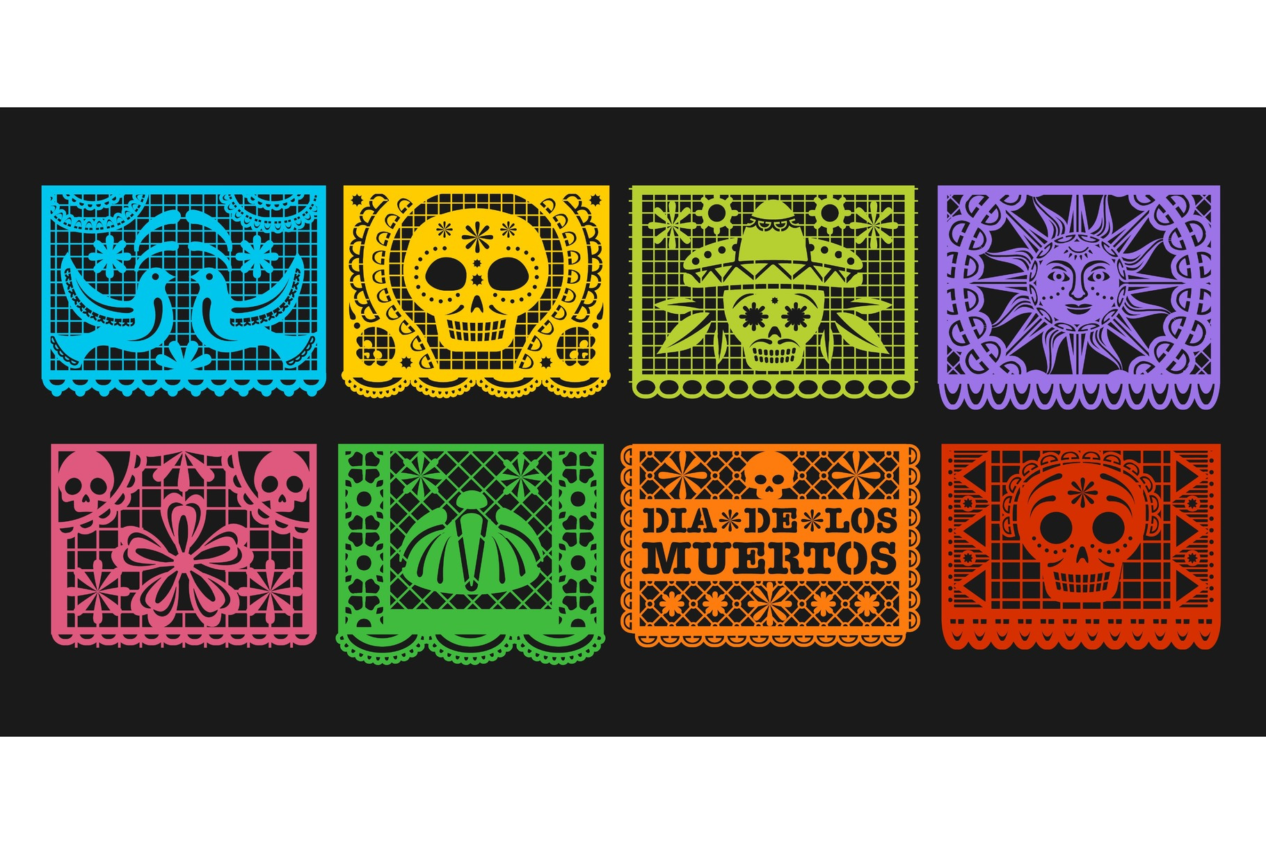 Day of the Dead papel picado, an Illustration by Vector Tradition