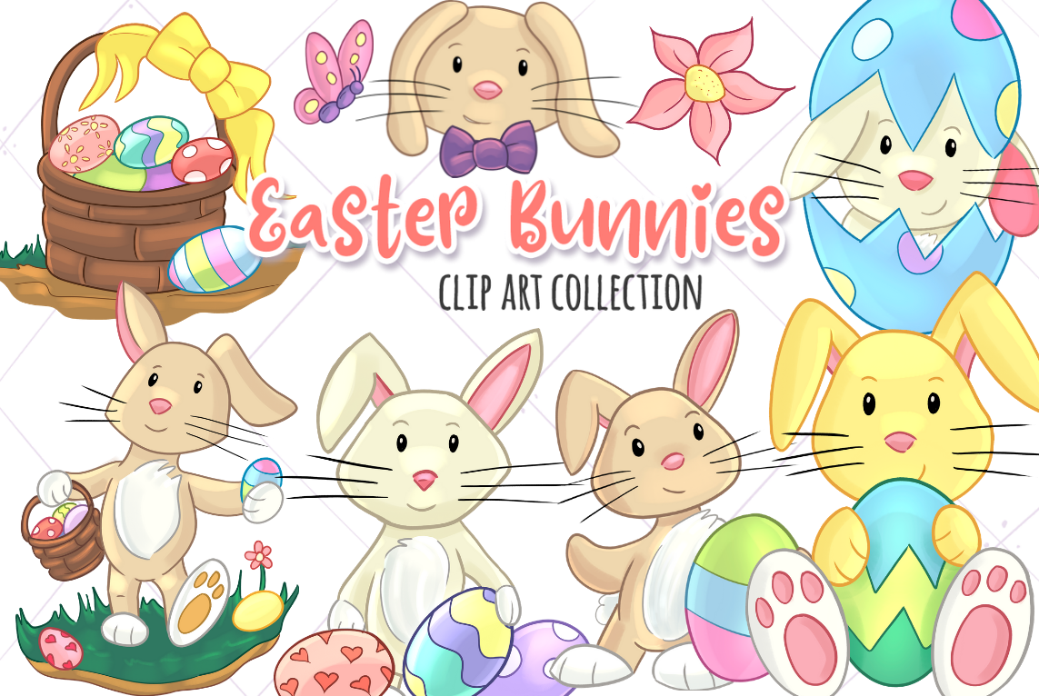 Easter Bunny Clip Art Collection, an Illustration by Keepin' It Kawaii ...