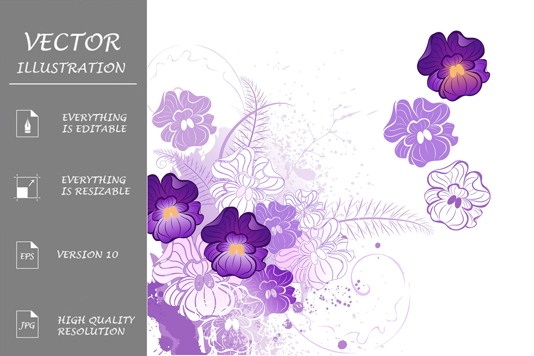 Stylized Violets, a Decorative Illustration by blackmoon9
