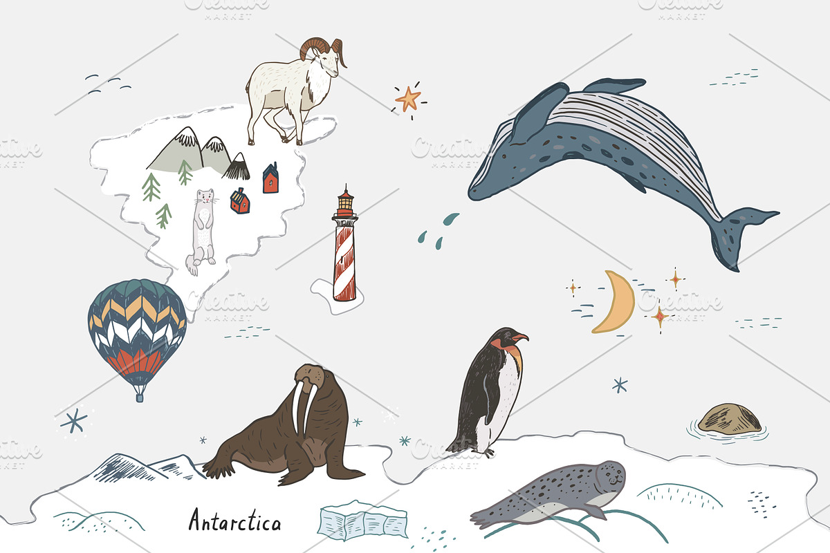 Animals World Map, an Animal Illustration by GooseFrol