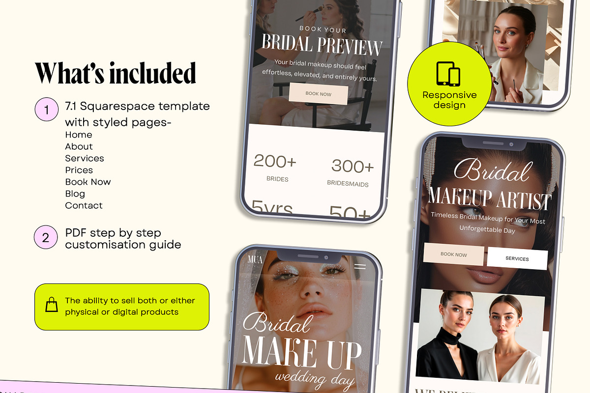 Bridal Makeup Artist Website, a Squarespace Template by Template Twist Shop