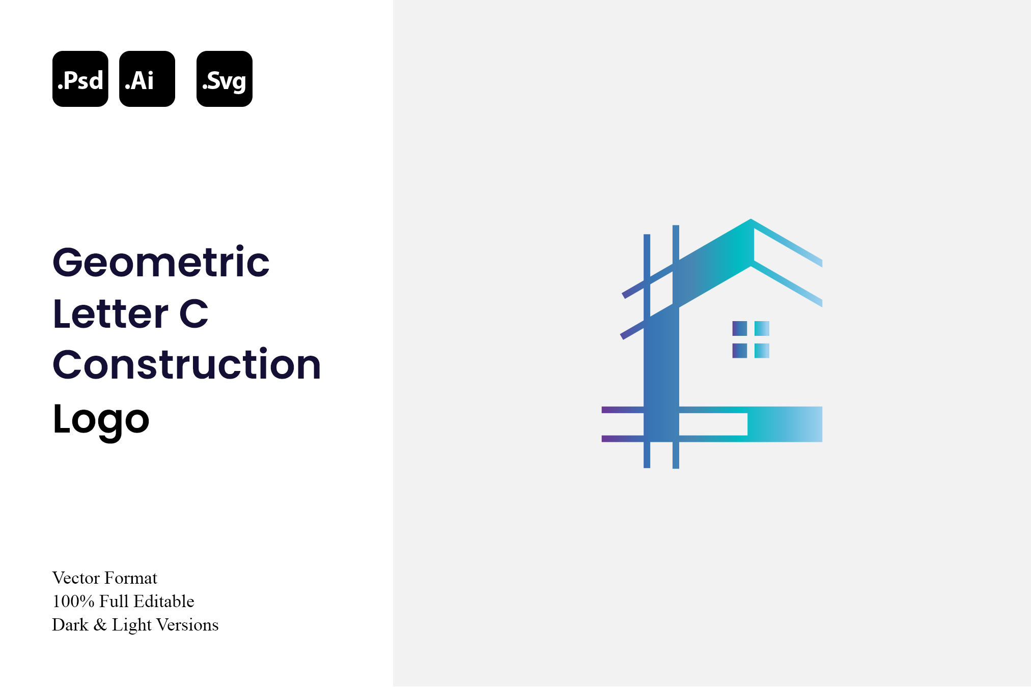 Geometric Letter C Construction Logo