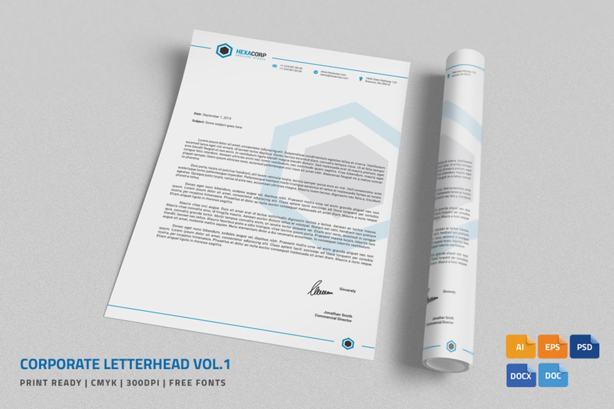 Corporate Letterhead 1 with MS Word, a Stationery Template by ND Design