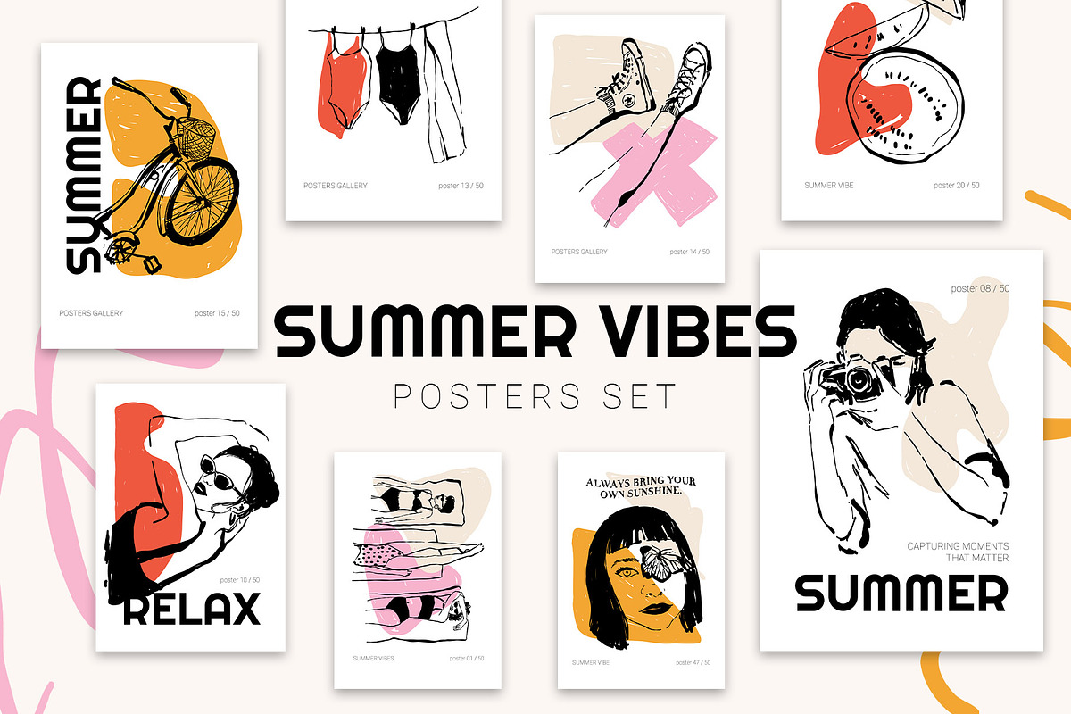 SUMMER VIBES posters set