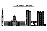 Usa, Colorado, Denver architecture vector city skyline, travel ...