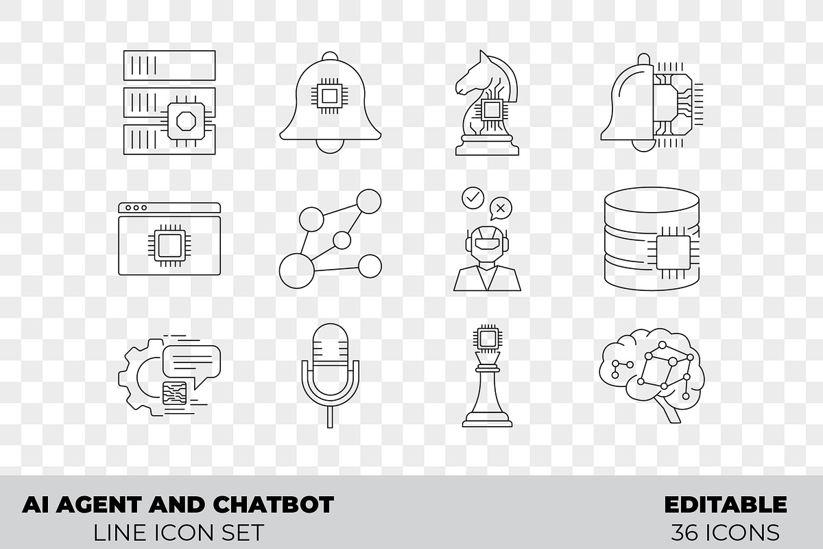 AI Agent & Chatbot Outline Icons