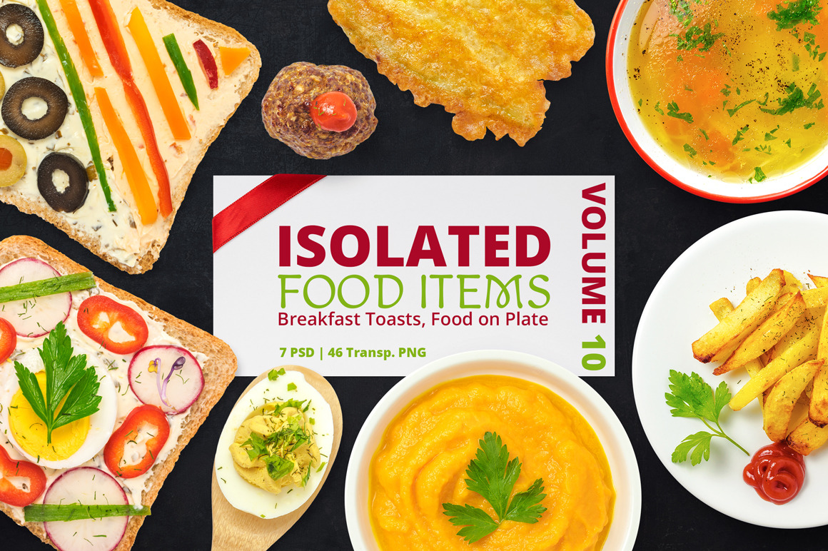 Isolated Food Items Vol.10, a Product Mockup by pixaroma
