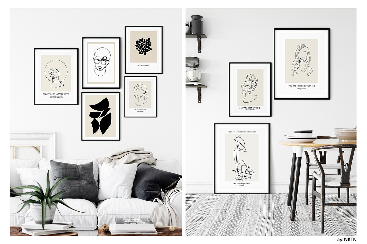 Modern Posters. Women line portraits
