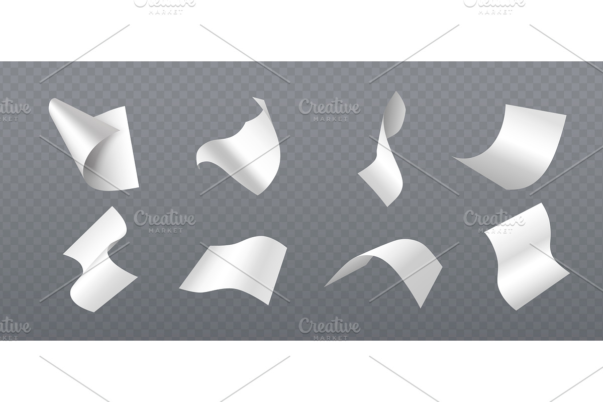 White 3d paper sheets in fall motion, an Object Illustration by art PVP ...