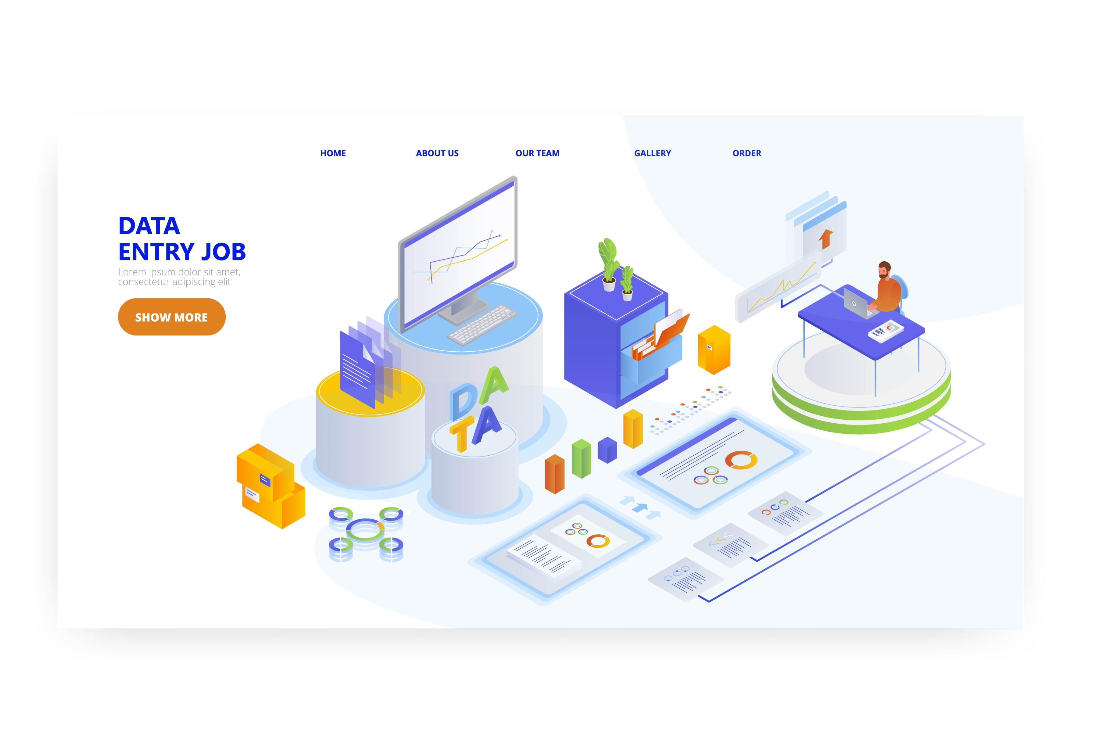 Data entry job, landing page design | People Illustrations ~ Creative ...