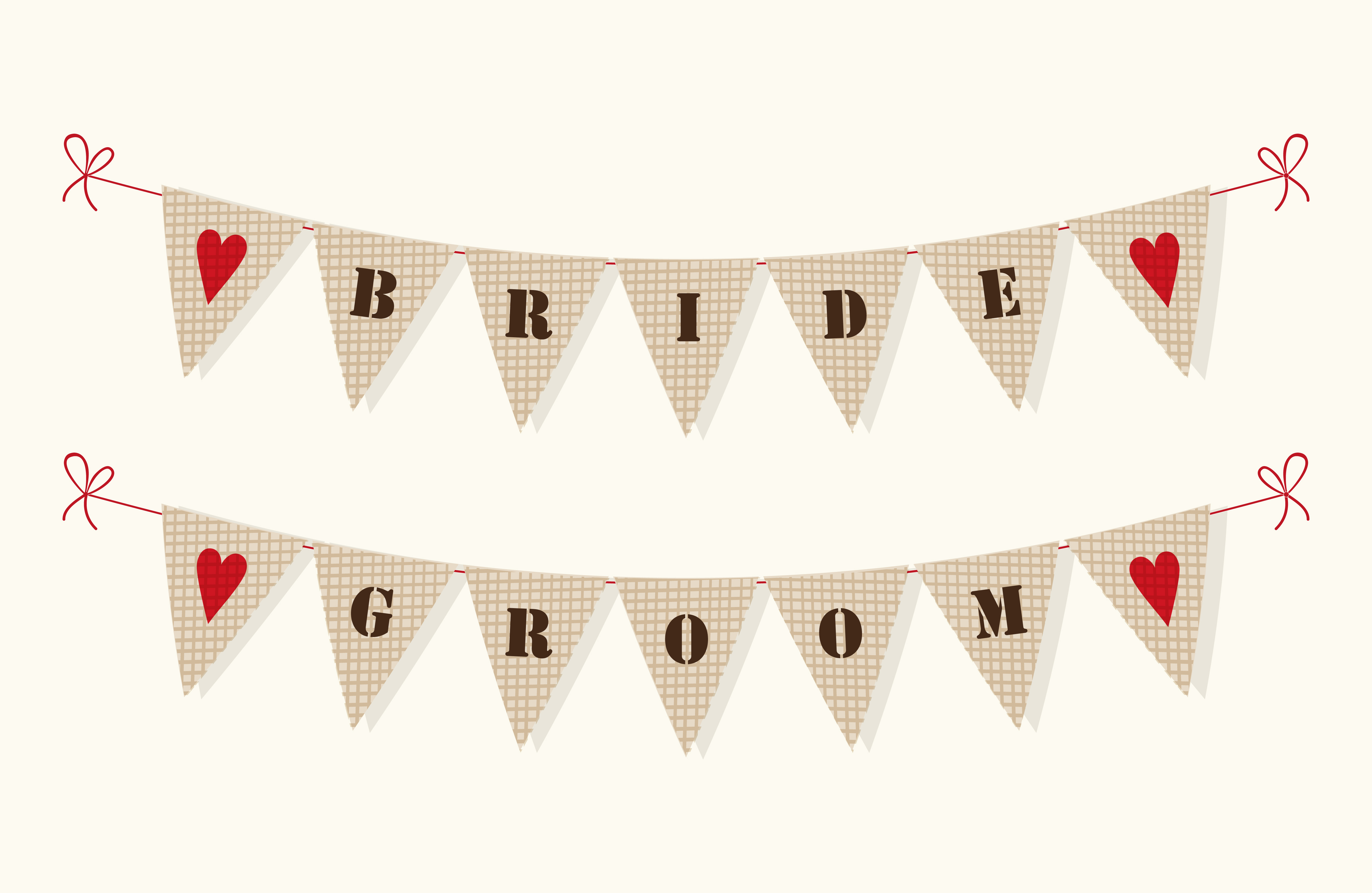 Cute burlap texture bunting flags, a Decorative Illustration by C ...