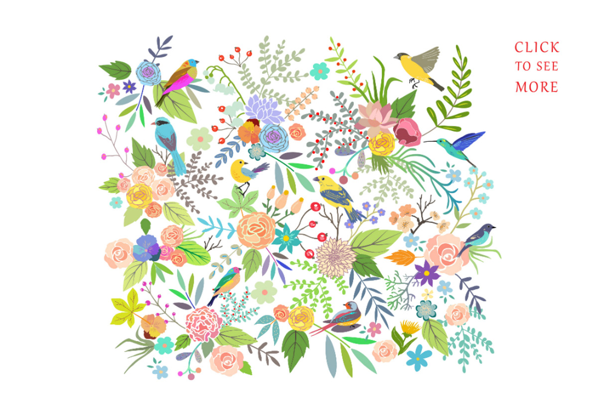 Calendar 2015. Flowers & Birds, an Illustration by Lera Efremova