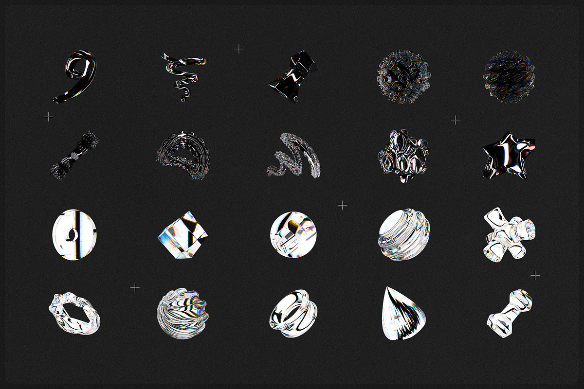 3D Dispersion Glass Shapes, an Object Graphic by Milka