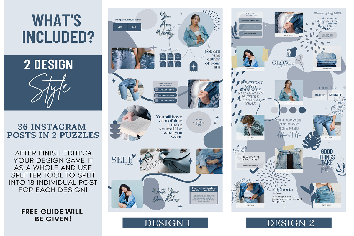 Blue Instagram Puzzle Grid Template, a Social Media Template by LushBury