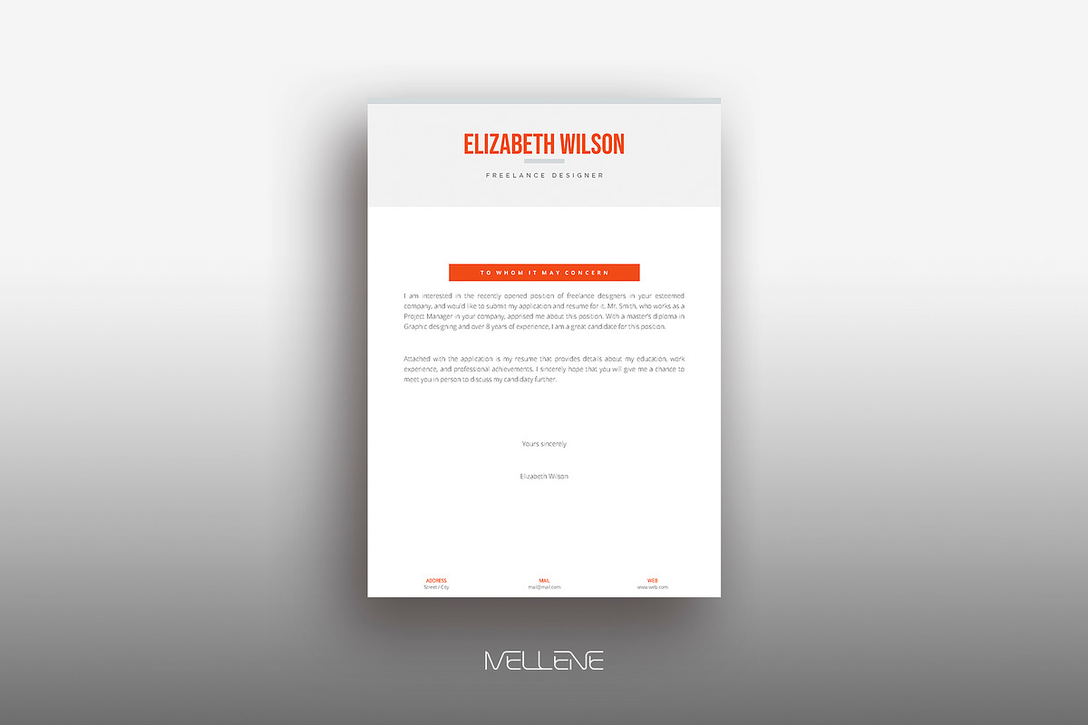 Resume / CV template - Elizabeth, a Resume Template by Mellene Templates