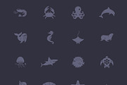 Sea Creatures (vector icons), a Solid Icon by Artzgeo