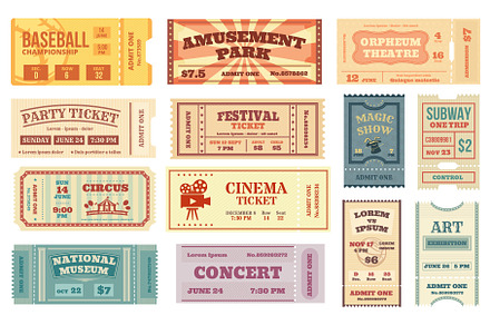 Retro tickets of museum | Illustrations ~ Creative Market